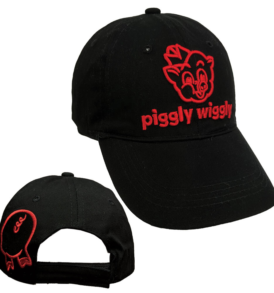 Piggly Wiggly Black Cap with Red Head & Tail - Piggly Wiggly Swag Store