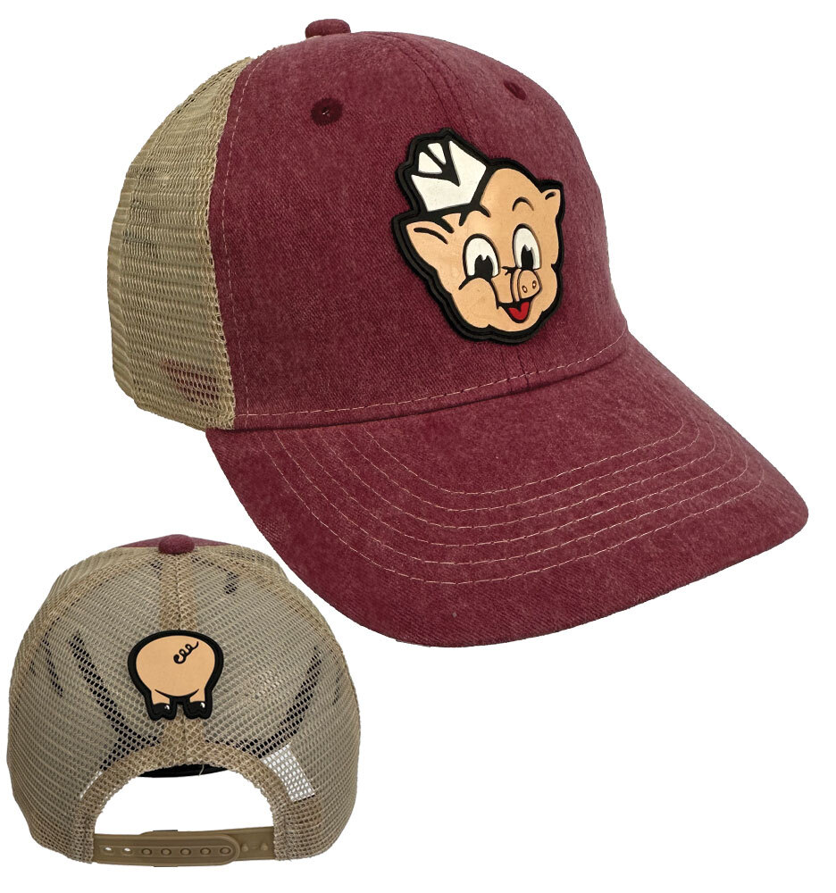 Pig Maroon/Khaki Cap with PVC Head & Tail Patch - Piggly Wiggly Swag Store