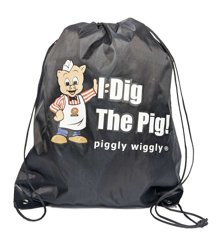 I Dig the Pig Black Cinch Bag - Piggly Wiggly Swag Store
